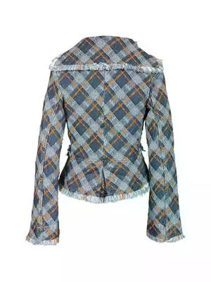 VIVIENNE WESTWOOD Fringed-trim Checked Cotton Jacket