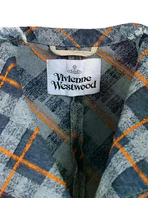 VIVIENNE WESTWOOD Fringed-trim Checked Cotton Jacket