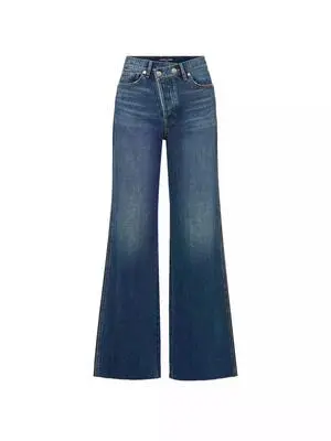 Veronica Beard Taylor Crossover-waistband Wide-leg Jeans