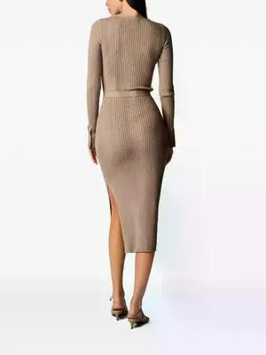 HEVRON Asher Cutout Ribbed Dress - Neutrals