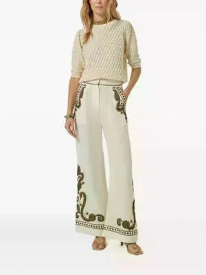 SCARLETT POPPIES Embroidered Wide Leg Trousers