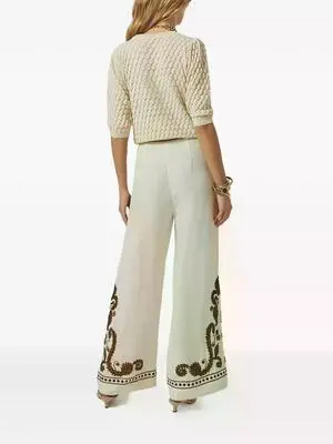SCARLETT POPPIES Embroidered Wide Leg Trousers