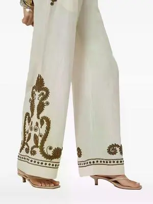 SCARLETT POPPIES Embroidered Wide Leg Trousers