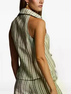 HEVRON Striped Halterneck Top - Neutrals
