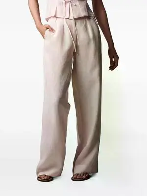 HEVRON Alina Drawstring Palazzo Pants - Neutrals