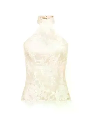 ALEXIA & ANTONIA Embellished Lace Halter Top