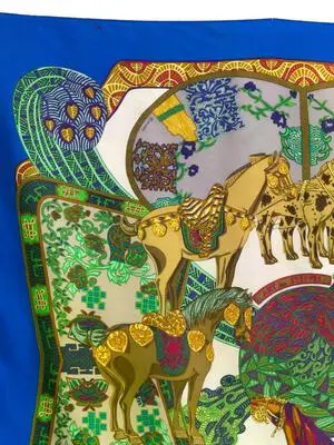 Hermès 1991 Art Des Steppes Graphic-print Silk Scarf - Blue
