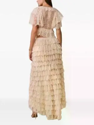 LoveShackFancy Camilia Lace Ruffled Maxi Skirt