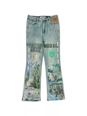 DUAA Rhinestone-embellished Printed Denim Jeans