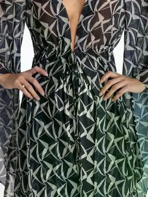 DIARRABLU Geometric Print V-neck Top