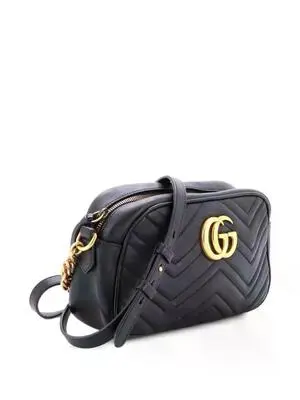 Gucci Gg Marmont Small Shoulder Bag Matelassé Leather - Black