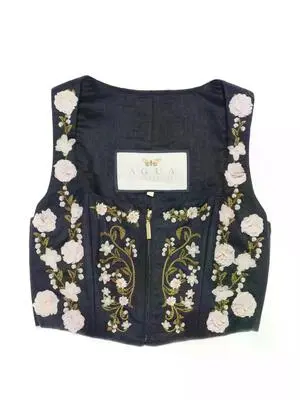 Agua Bendita Floral Appliqué Vest