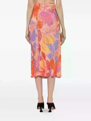 Issey Miyake Floral Pleated Mid Skirt - Pink