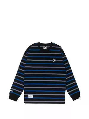 AAPE BY *A BATHING APE Moonface Patch Striped Long-sleeve T-shirt - Black