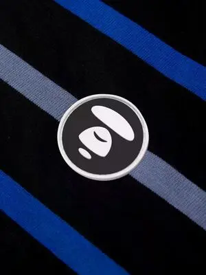 AAPE BY *A BATHING APE Moonface Patch Striped Long-sleeve T-shirt - Black