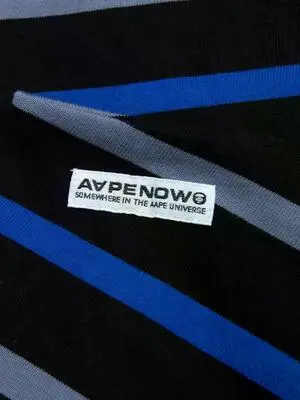 AAPE BY *A BATHING APE Moonface Patch Striped Long-sleeve T-shirt - Black