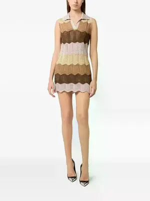 Philipp Plein Sleeveless Polo Neck Mini Dress - Neutrals