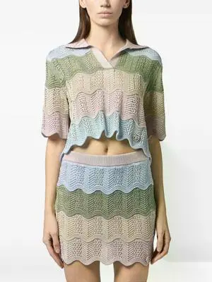 Philipp Plein Knitted Cropped Polo Shirt