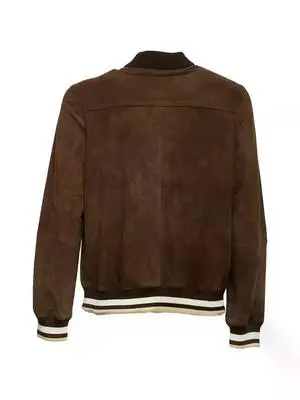 AMARANTO Suede Striped-trim Bomber Jacket