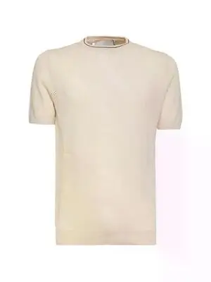 AMARANTO Round-neck Openwork T-shirt - Neutrals