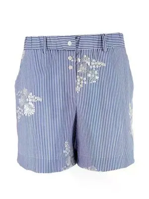 POST SCRIPTUM Striped Floral Embellished Shorts