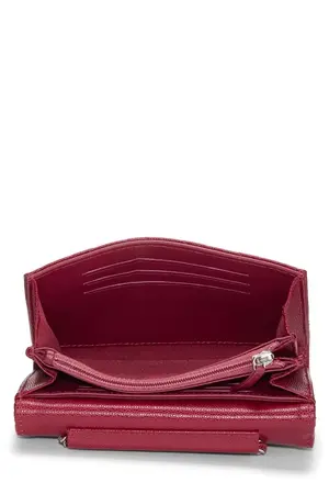 Chanel Caviar Classic Flap Card Holder On Chain - Red