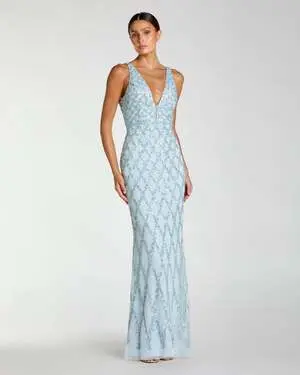 Mac Duggal Sequin Embellished Sleeveless Gown