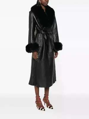 SELF-PORTRAIT Faux-fur-collared Belted Coat