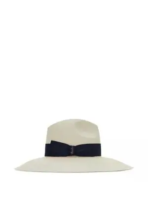 Borsalino Panama Hat With Bow Detail - Neutrals