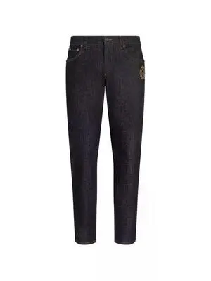 Dolce & Gabbana Slim-fit Stretch Cotton Jeans With Patch - Blue