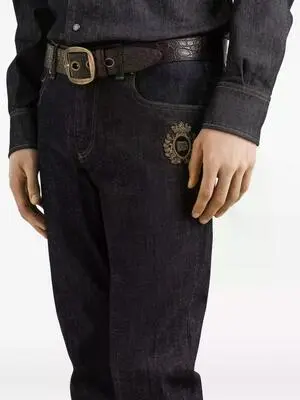 Dolce & Gabbana Slim-fit Stretch Cotton Jeans With Patch - Blue