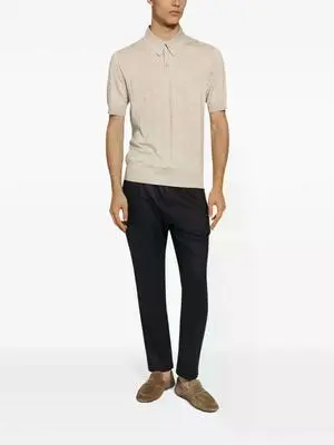 Dolce & Gabbana Silk Jacquard Polo Shirt With Dg Logo - Neutrals
