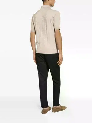 Dolce & Gabbana Silk Jacquard Polo Shirt With Dg Logo - Neutrals
