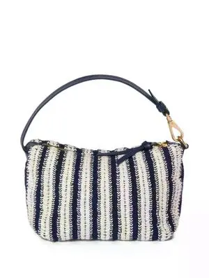Miu Miu Crochet And Leather Pouch - Blue