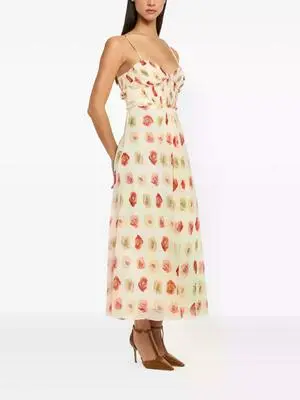 Cinq À Sept Floral Print Ruffled Midi Dress
