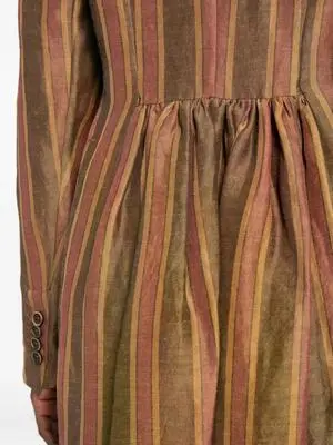 UMA WANG Camelot Striped Double-breasted Coat