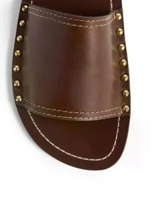 TOTEME Studded Leather Slides - Brown