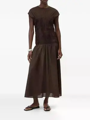 Closed Shirred Midi Dress