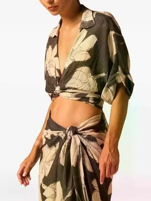 JBQ Floral Tie Top - Grey