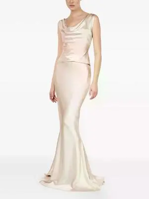 ALEXIA & ANTONIA Bias-cut Flared-hem Maxi Skirt