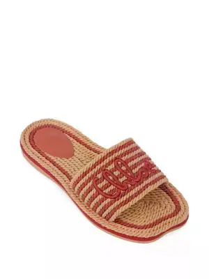Chloé Logo-embroidered Sandals - Neutrals