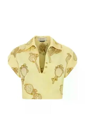 Hellessy Helessy Warren Printed Polo V-neck Top
