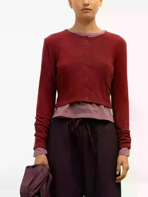 LESET Lauren Buttoned Long-sleeved Cardigan - Red