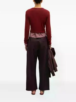 LESET Lauren Buttoned Long-sleeved Cardigan - Red