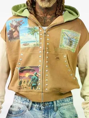 DUAA Studded Patchwork Hoodie