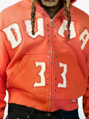 DUAA Distressed Crystal Embellished Hoodie