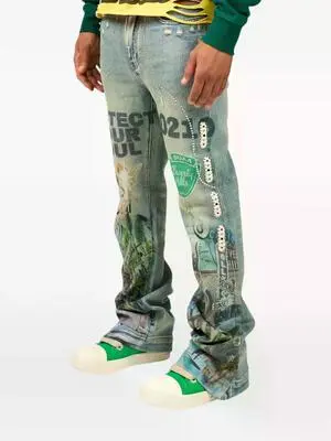 DUAA Rhinestone Print Denim Jeans