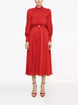 NISSA Belted Midi Shirt Dress