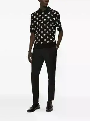 Dolce & Gabbana Stretch Cotton Pants With Dg Embroidery