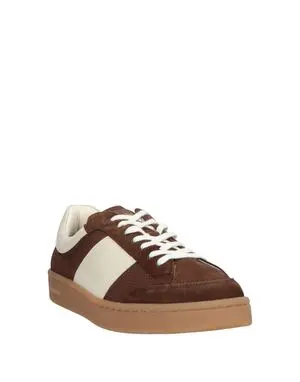 Sandro Low-top Leather And Textile Sneakers - Brown